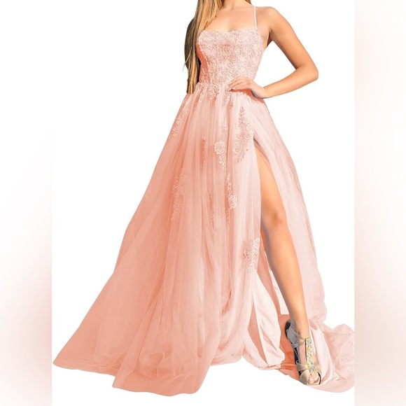 Dresses | Lace Prom Dress With Tie Back | Poshmark